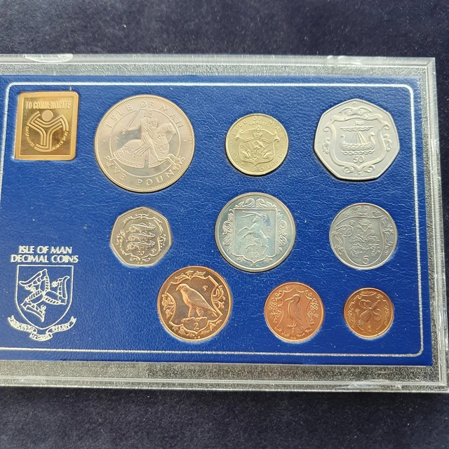 ISLE OF MAN 9 Coin Set 1985 Very Rare Scarce £125.53 - PicClick UK