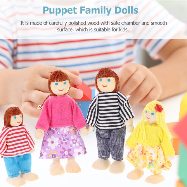 6 PCS PUPPET Family Dolls Wooden Toy Playset Mini Kids Parent-child £13 ...