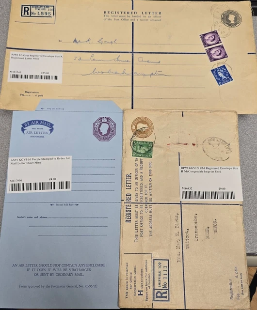 REGISTERED ENVELOPES SHEET Letter King George VI & Queen Elizabeth CV ...
