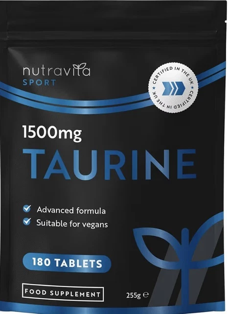 NUTRAVITA TAURINE SUPPLEMENT 1500mg - 180 High Strength Taurine Tablets ...