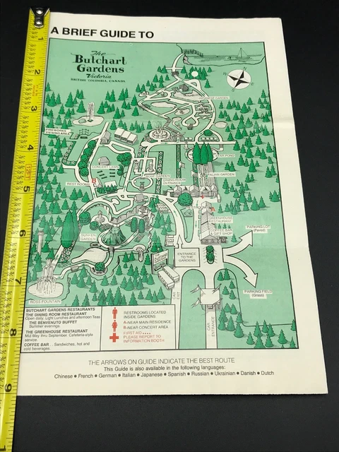 GUIDE MAP OF The Butchart Gardens Victoria British Columbia Canada ...