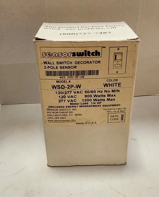 SENSOR SWITCH WSD 2P Wh Wall Switch Occupancy Sensor, White $25.00 ...
