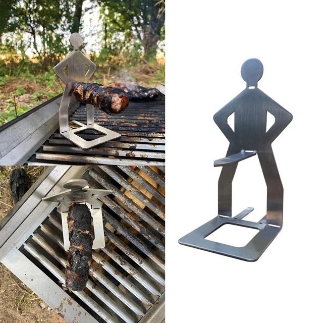 BBQ STAINLESS STEEL Rack Roster Funny Guys Hot Dog Sausage Stand Holder ...