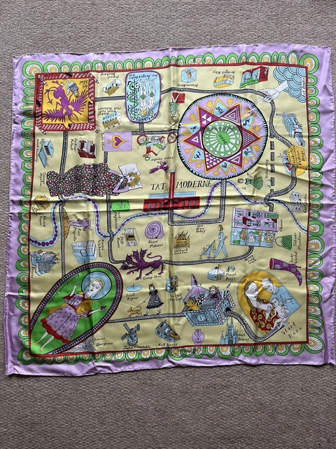 GRAYSON PERRY ART Map - Tate Modern - Silk Scarf £33.50 - PicClick UK
