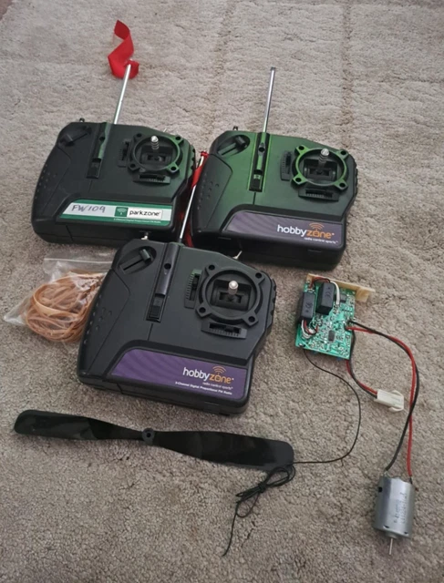 PARKZONE/HOBBYZONE RADIO TRANSMITTER x 3 and 1 receiver/servos/motor ...