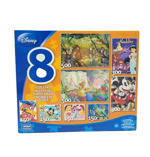 DISNEY 8 PUZZLE Pack MEGA PUZZLES Disney Characters NEW Sealed 6+ 150 ...