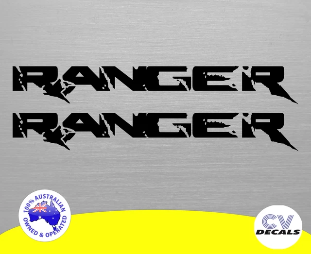 FORD RANGER GLOSS Black Ute Side/Tub Decals 950mm x 130mm Style 2 $95. ...