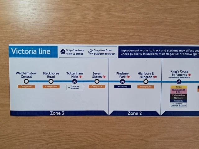 LUL VICTORIA LINE Underground route map. Walthamstow Central to Brixton ...