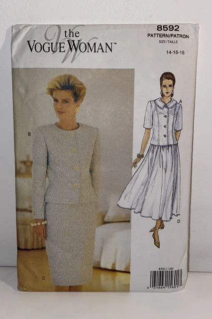 1980'S VOGUE WOMAN sewing pattern. 8592. UK 14-18 Uncut Vintage 2 Piece Outfit £6.96 - PicClick UK