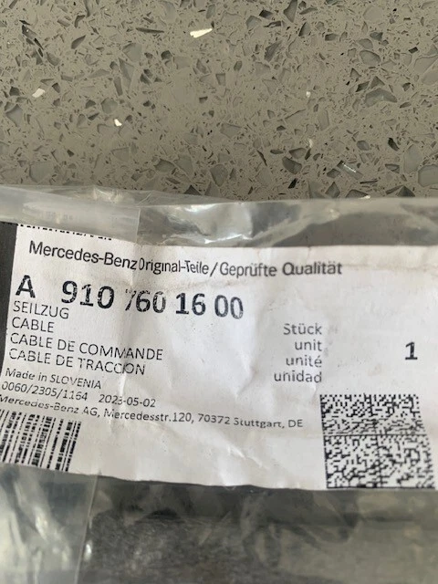 GENUINE MERCEDES SPRINTER W907 right Sliding Door Lock Cable ...