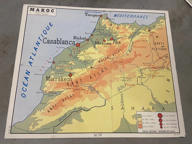 CARTE AFFICHE SCOLAIRE Rossignol : Le Maroc Et Le Centre Ouest De L ...