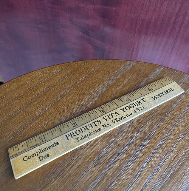 VINTAGE WOODEN RULER Yogurt Advertising 6 Inch Ruler Vita Yogurt Dairy ...