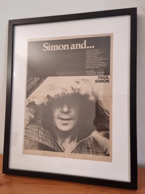 PAUL SIMON ORIGINAL framed promo ad poster. 1972.A3.Frame size 53cm x ...