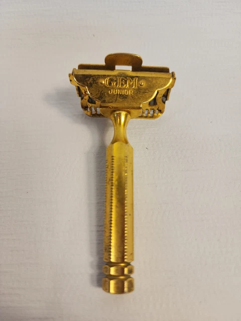 VINTAGE GEM JUNIOR Gold Tone Single Edge Safety Razor $14.00 - PicClick