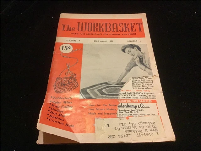 WORKBASKET MAGAZINE AUGUST 1952 Crochet a Rug in Cluster Stitch ...