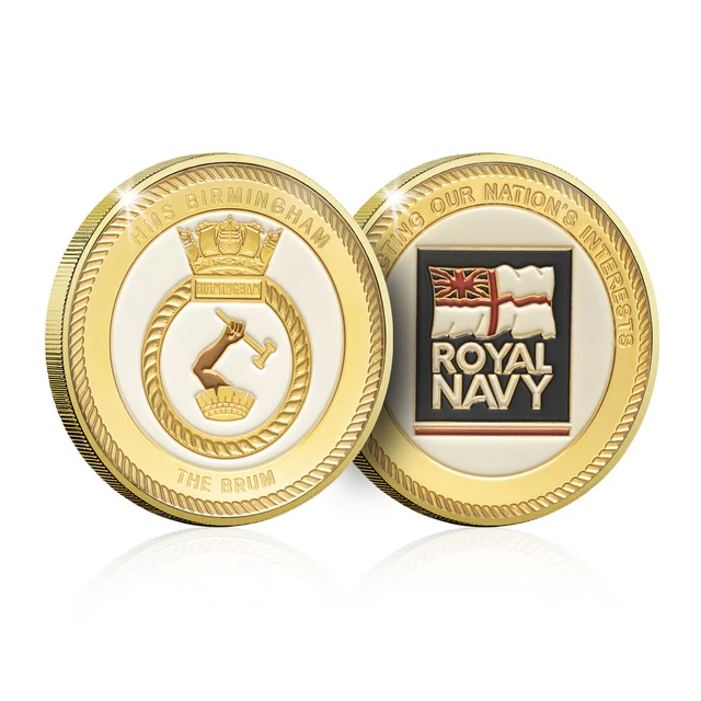 ROYAL NAVY MEMORABILIA Gifts Collection Gold Spoof Coin Medal - HMS ...