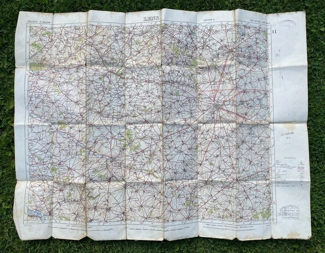 WW1 BRITISH ARMY Map Arras Area France 1916 Original Linen & Marked ...