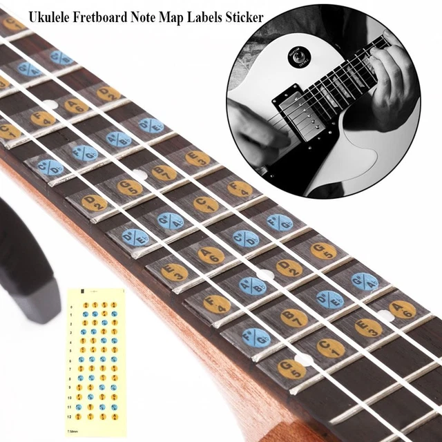 NOTE MAP GUITAR Fretboard Notes Ukulele Labels Sticker Fingerboard ...