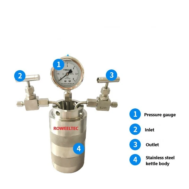 500ML 6MPA HYDROTHERMAL Synthesis Autoclave Reactor Vessel Inlet Outlet ...