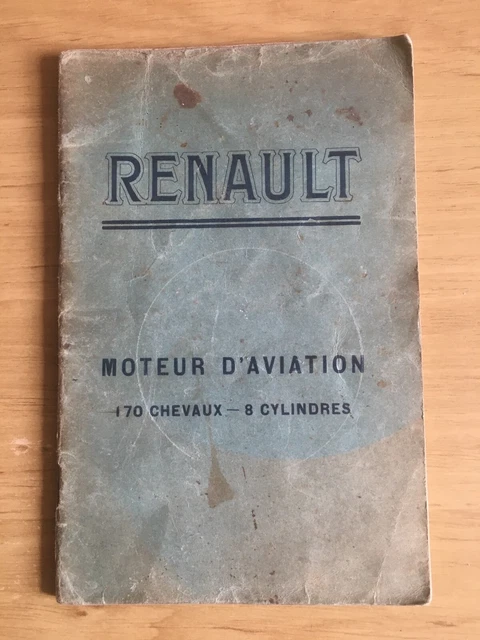 RARE NOTICE TECHNIQUE Moteur D'aviation Renault 170 Cv 8 Cylindres EUR ...
