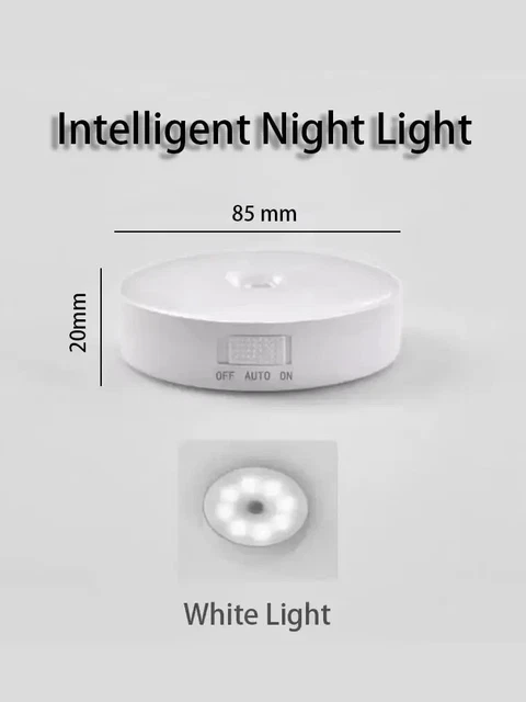 LED MOTION SENSOR Night Light Wireless PIR Cabinet Closet Stair Bedroom ...