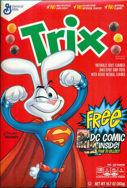TRIX RABBIT AS Superman DC Comic Offer Cereal Box Conner JLA FLAT EMPTY ...