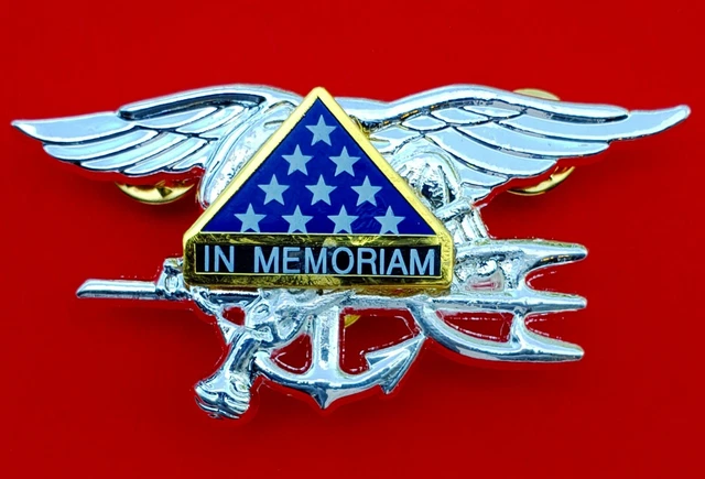 US NAVY SEAL Special Warfare Team Trident Insignia IN MEMORIAM SILVER ...