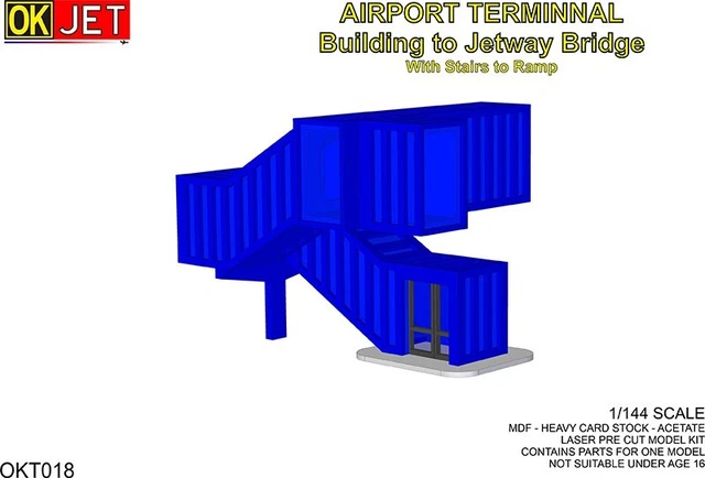 OK-JET AIRPORT TERMINAL building to Jetway bridge stairs to ramp 1:144 ...