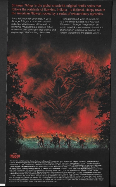 GB RM 2026 Stranger Things mini sheet Strange St Postmark F.D.C ...