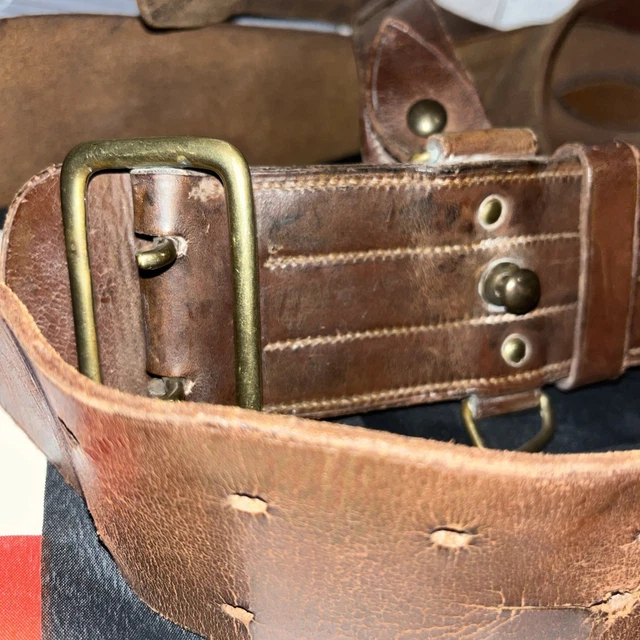 ORIGINAL BRITISH WW2 Leather Brass SAM BROWN BELT Cross Strap Mens ...