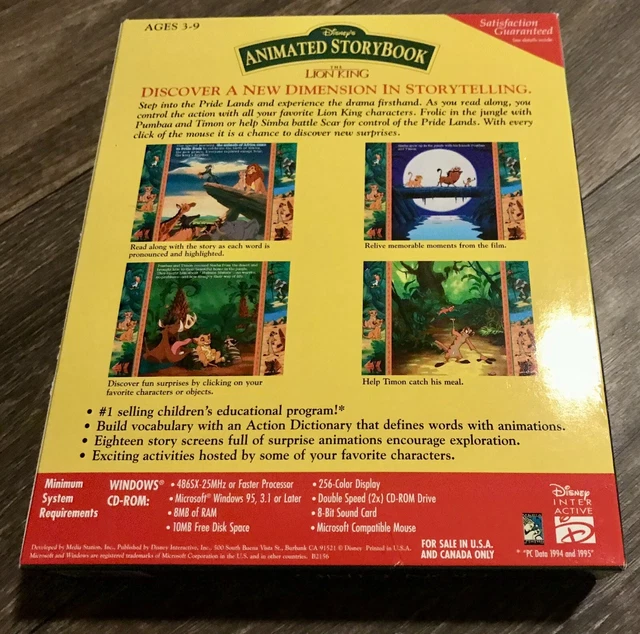 DISNEY THE LION King Animated StoryBook (PC/Mac, 1995) EUR 6,26 ...