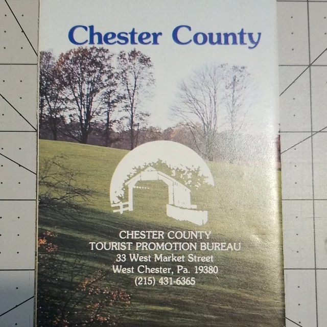 CHESTER COUNTY MAP 1982 Pennsylvania Pa Tourist Promotion Guide Map ...