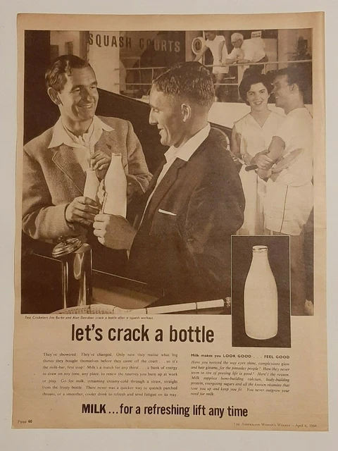 VINTAGE AUSTRALIAN ADVERTISING 1960 ad MILK cricket Jim Burke Alan ...
