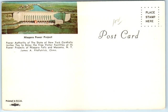 POSTCARD ST. LAWRENCE Power Dam Massena New York Cornwall Ontario ...