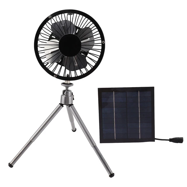 COMPACT 10W SOLAR Panel USB Fan with Extendable Bracket for Outdoor Use ...