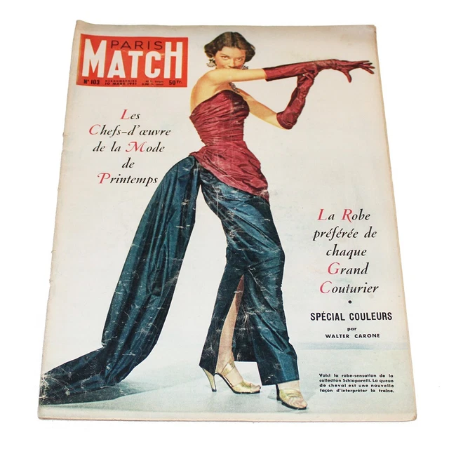 MAGAZINE / REVUE Paris Match n° 103 du 10/03/1951 la mode de printemps EUR 10,00 - PicClick FR