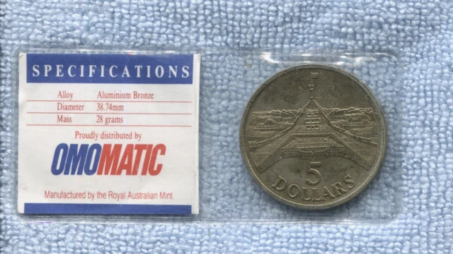 1988 $5 COMMEMORATIVE Coin Official Opening Parliament House Canberra ...