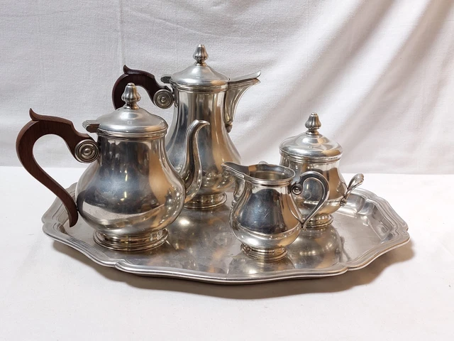 ETAIN D'ART - France - Service à café et thé en étain avec plateau ...