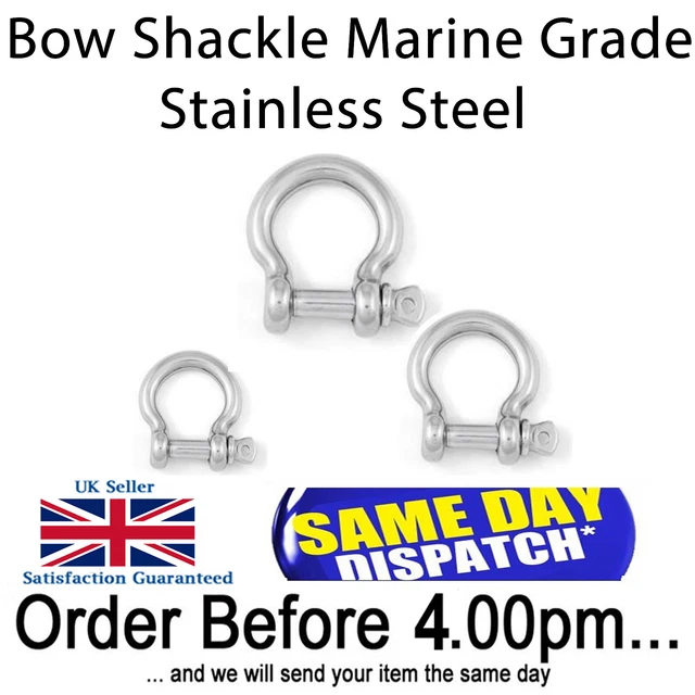 BOW SHACKLES MARINE Stainless Steel Sizes from M4 to M10 £2.95 - PicClick UK