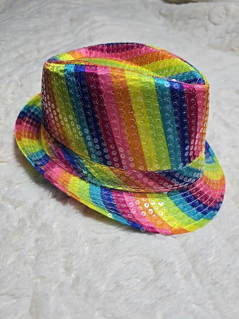 WICKED COSTUMES UNISEX Rainbow Multicoloured Sequin Fedora Trilby LGBT £3.29 - PicClick UK