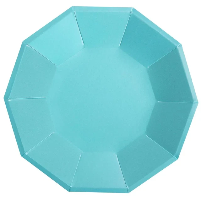 PASTEL BLUE FOIL Decagon Dinner Paper Party Plate EUR 4,56 - PicClick FR