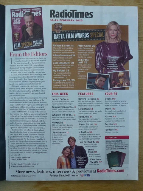 RADIO TIMES 18-24 Feb 2023 - Film Special Issue - Richard E Grant £5.99 ...