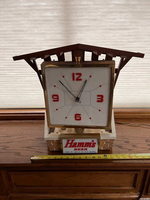 RARE 1950'S HAMMS MOTION BEER SIGN ROTATING CLOCK WITH LAKE CABIN SCENE ...