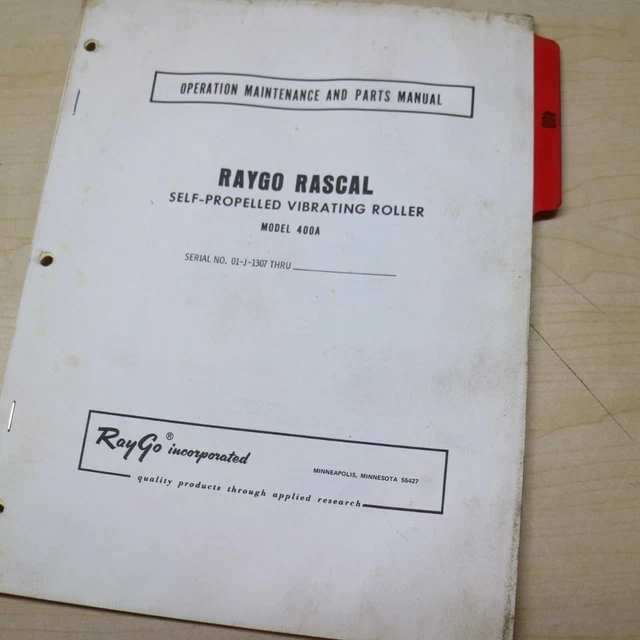 RAYGO RASCAL 400A Roller Compactor Ersatzteile Buch Manuell Operator ...