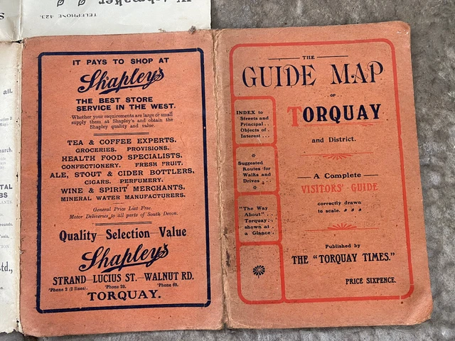GUIDE MAP OF Torquay & District c. 1930 Visitors Guide £10.00 - PicClick UK