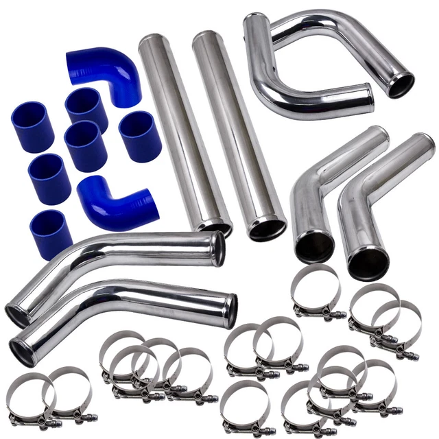 UNIVERSAL 2.5'' ALUMINUM Turbo Intercooler Piping Pipe Kit & Blue ...