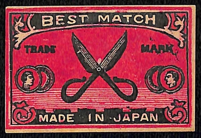 BEST MATCH SCISSORS Made in Japan c1900-1920's Matchbox Label VGC £11. ...