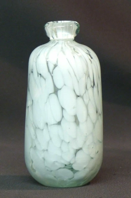 AA 1960 TRÈS joli flacon fiole verre glass MDINA Malte 430g13c blanc ...