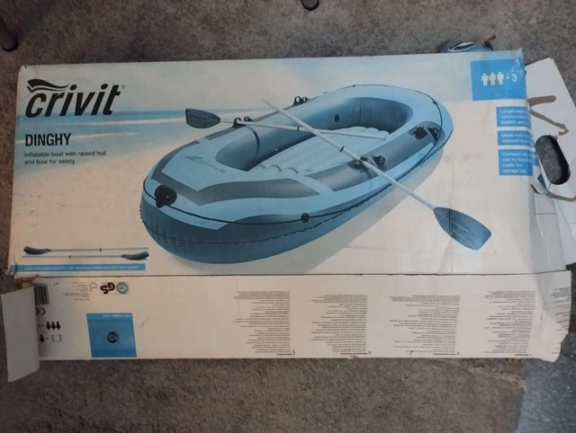 LIDL 3-PERSON INFLATABLE Dinghy with 2 oars - rated to carry 260kg £49. ...