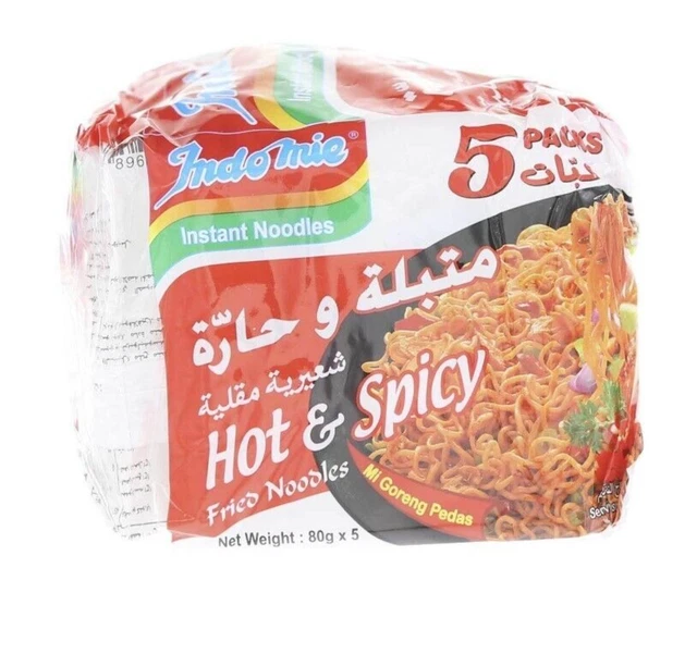 5 PACKET X INDOMIE Instant Noodles Fried Noodles Hot and Spicy Flavor ...